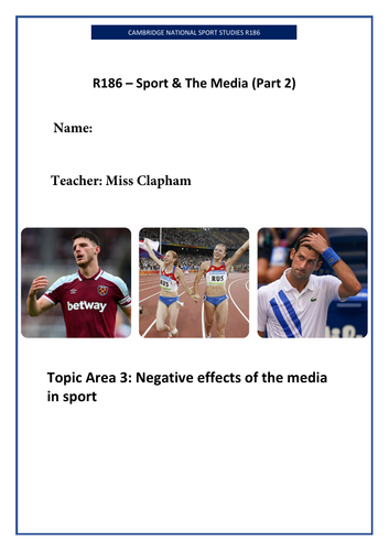 R186- Sport and the Media- Student Workbook and Answers | Teaching ...