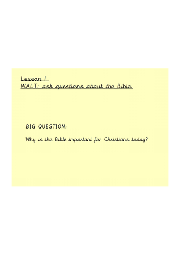 Why is the Bible important for Christians today? Unit of work year 3 ...