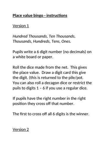 Place Value Bingo | Teaching Resources