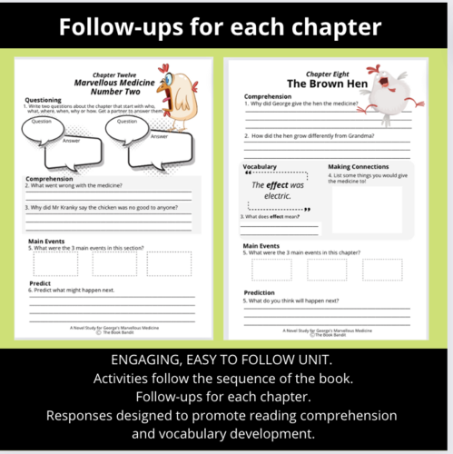 GEORGE'S MARVELLOUS MEDICINE Novel Study and Reading Comprehension ...