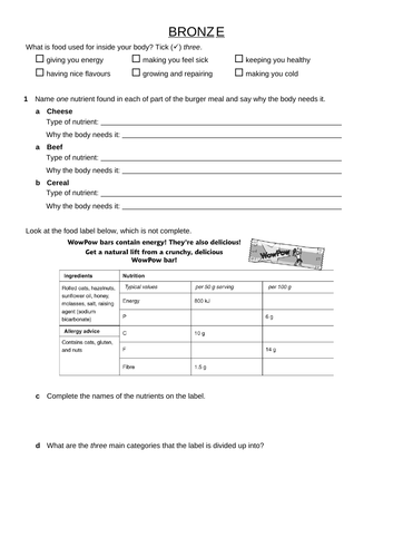 KS3 - Nutrition lesson | Teaching Resources