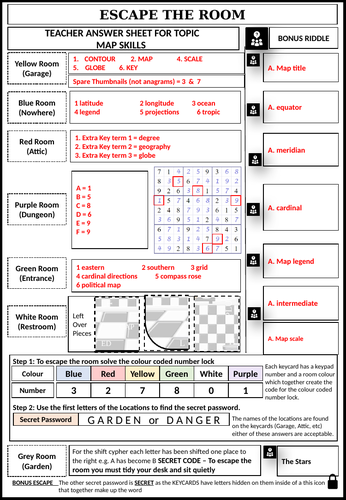 Geography Map Skills Escape Room | Teaching Resources