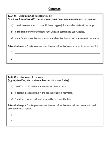 Commas | Teaching Resources