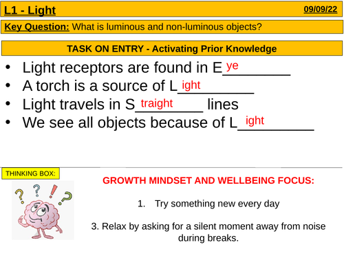 L1 - Light | Teaching Resources