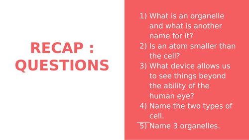 YEAR 7/8 STARTERS/ RECAP QUESTIONS | Teaching Resources