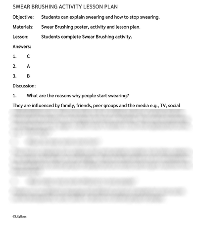 Behaviour: Swearing Quiz Poster and Activity (UK) | Teaching Resources