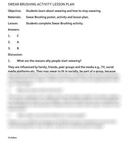 Behavior: Swearing Quiz Poster and Activity (US) | Teaching Resources