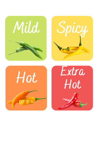 Mild, Spicy, Hot, Extra Hot Differentiation Labels | Teaching Resources