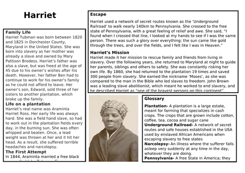 Harriet Tubman differentiated Comprehension | Teaching Resources