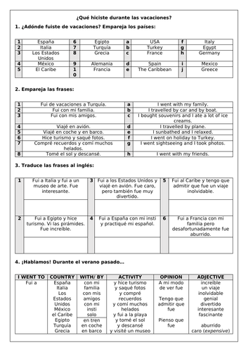 Las vacaciones - Past Tense Holidays - Spanish | Teaching Resources