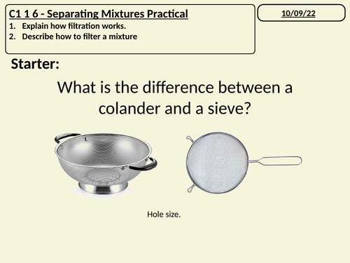 KS3 Chemistry AQA C1 1 6 Separating Mixtures Practical | Teaching Resources