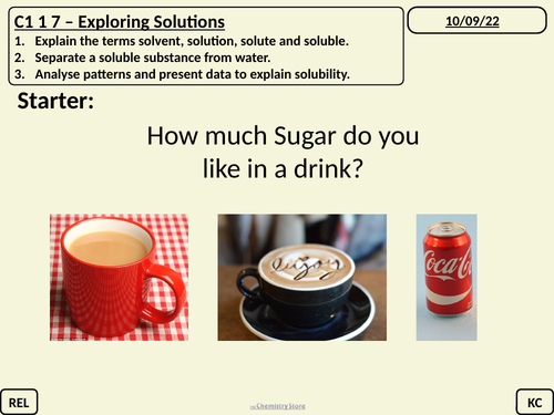 KS3 Chemistry AQA C1 1 7 Exploring Solutions | Teaching Resources
