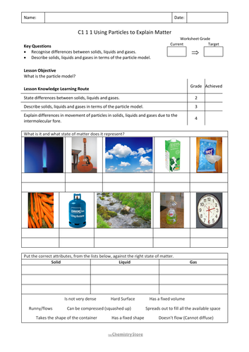 KS3 Chemistry AQA C1 1 1 Using Particles to Explain Matter Lesson ...