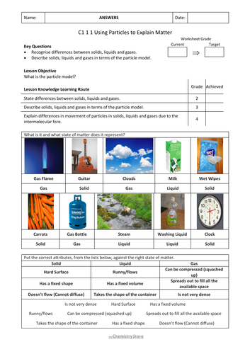 KS3 Chemistry AQA C1 1 1 Using Particles to Explain Matter Lesson Bundle | Teaching Resources