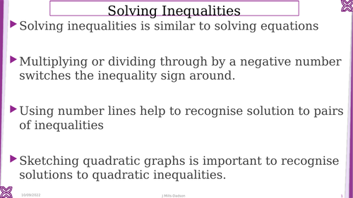 Inequalities 2 - Solving inequalities | Teaching Resources