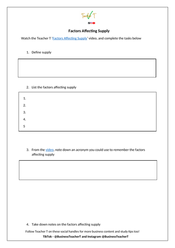 Factors Affecting Supply - A Level Business/ A Level Economics B ...
