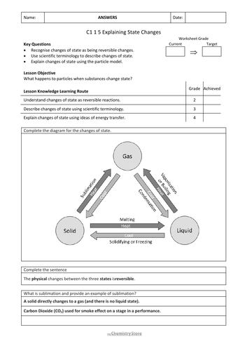 KS3 Chemistry AQA C1 1 5 Explaining Changes of State Lesson Bundle ...