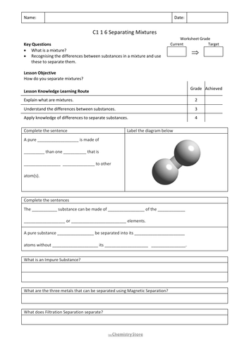 KS3 Chemistry AQA C1 1 6 Separating Mixtures Lesson Bundle | Teaching Resources