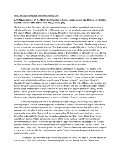 WJEC A-Level English language and literature Shakespeare extract ...