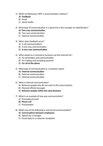 Communication in Business (GCSE OCR 3.3) | Teaching Resources