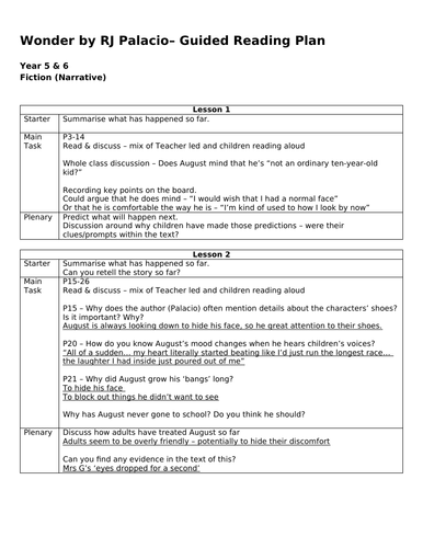 Wonder - Guided Reading Planning | Teaching Resources