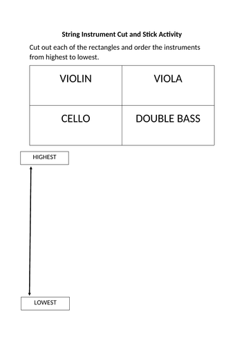 String Instruments Cut and Stick Activity | Teaching Resources