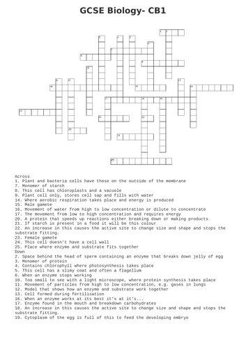 Combined Biology Revision Crosswords Edexcel | Teaching Resources