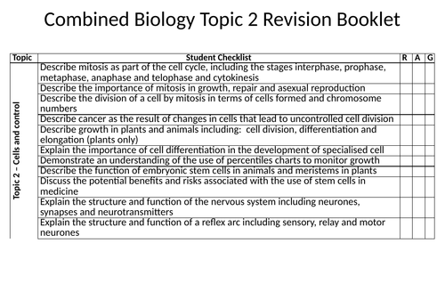 Combined biology revision booklets | Teaching Resources