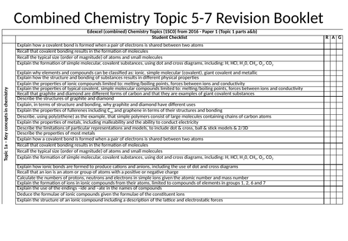 GCSE Combined Chemistry revision booklets Edexcel | Teaching Resources