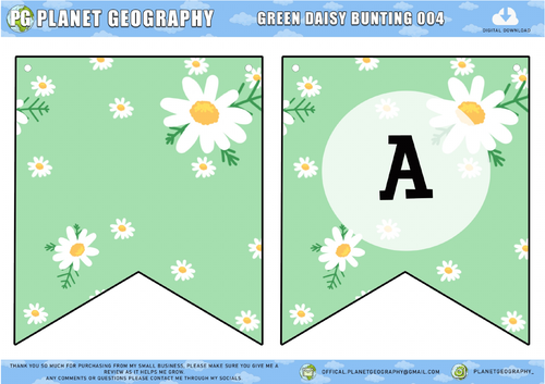 Classroom Bunting - Green Daisy Theme | Teaching Resources