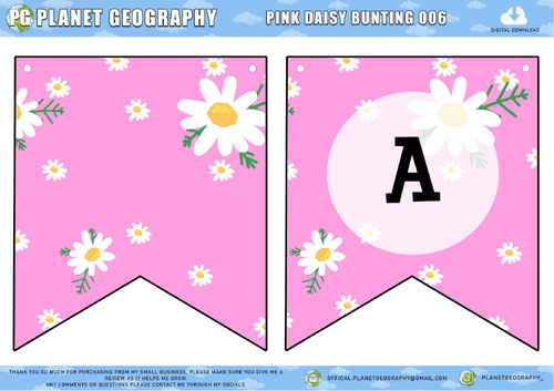 Classroom Bunting - Pink Daisy Theme | Teaching Resources