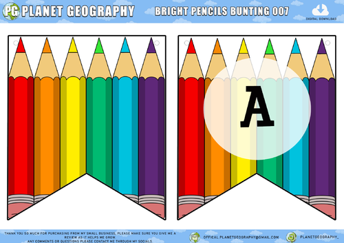 Classroom Bunting - Bright Pencil Theme | Teaching Resources
