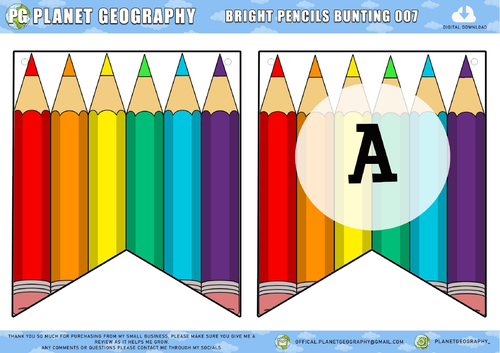 Classroom Bunting - Bright Pencil Theme | Teaching Resources