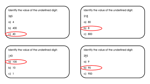 Place Value Multiple Choice Quiz Cards | Teaching Resources
