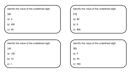 Place Value Multiple Choice Quiz Cards | Teaching Resources