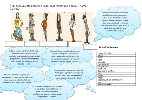 Di moda - i vestiti | Teaching Resources