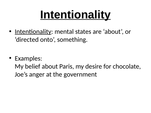 Qualia, Intentionality & Mental States lesson | Teaching Resources