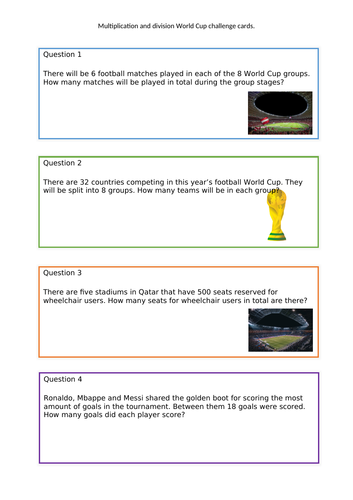 World Cup mathematics word problems. KS2 (Editable) | Teaching Resources
