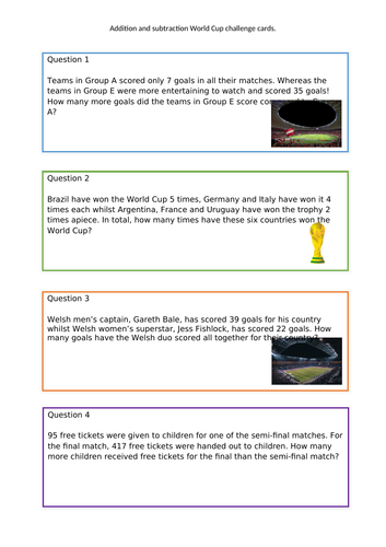 World Cup mathematics word problems. KS2 (Editable) | Teaching Resources