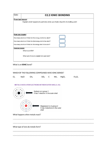 IONIC BONDING AND STRUCTURES | Teaching Resources
