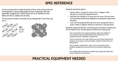 IONIC BONDING AND STRUCTURES | Teaching Resources