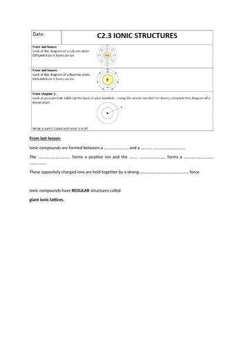 IONIC BONDING AND STRUCTURES | Teaching Resources