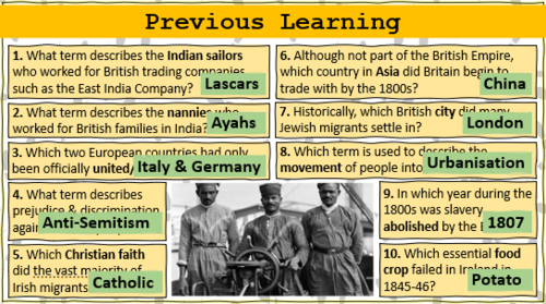 Migrants in Britain - Experiences of Immigrants 1700-1900 - GCSE ...