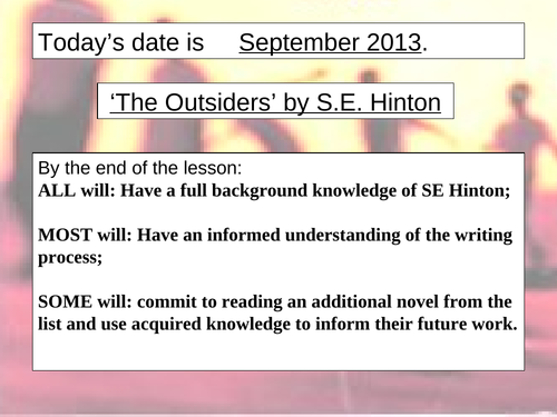 The Outsiders SE Hinton Complete Unit PPTs and Worksheets | Teaching ...