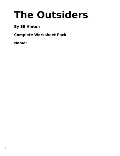 The Outsiders SE Hinton Complete Unit PPTs and Worksheets | Teaching ...