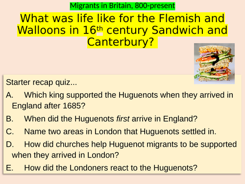 Flemish and Walloon migrants in Sandwich and Canterbury | Teaching ...