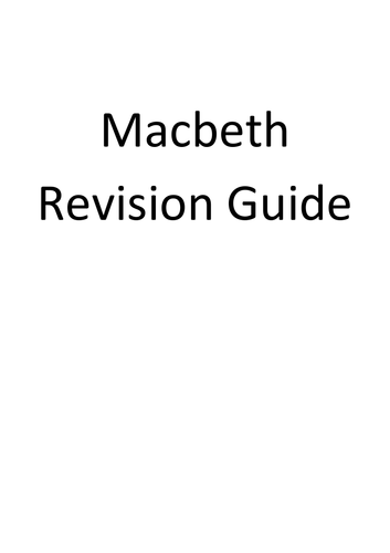 GCSE Literature Macbeth Revision Booklet | Teaching Resources