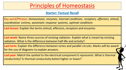 Homeostasis Lesson 1- Flip Learning Task Sheets | Teaching Resources