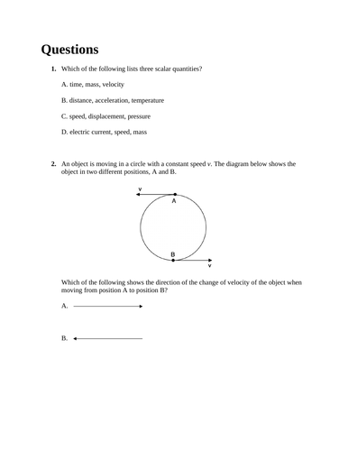 Topic 1 Measurements, uncertainties, vectors Paper 1 MCQ IB DP Physics | Teaching Resources