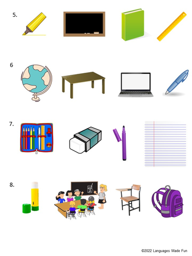 French Classroom Objects - Listening Comprehension Activities | Teaching Resources